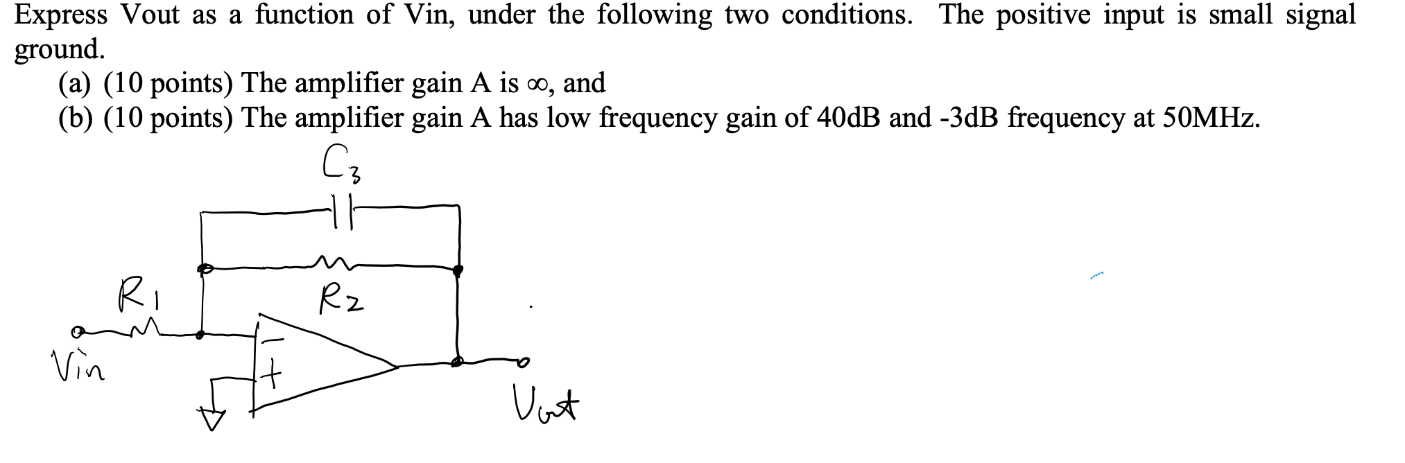 Solved Express Vout as a function of Vin, under the | Chegg.com