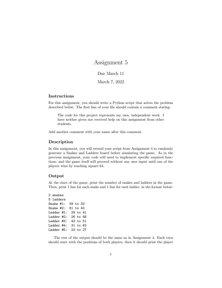 Assignment 5 Due March 11 March 7, 2022 Instructions | Chegg.com