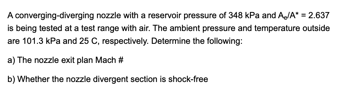 Solved A converging-diverging nozzle with a reservoir | Chegg.com
