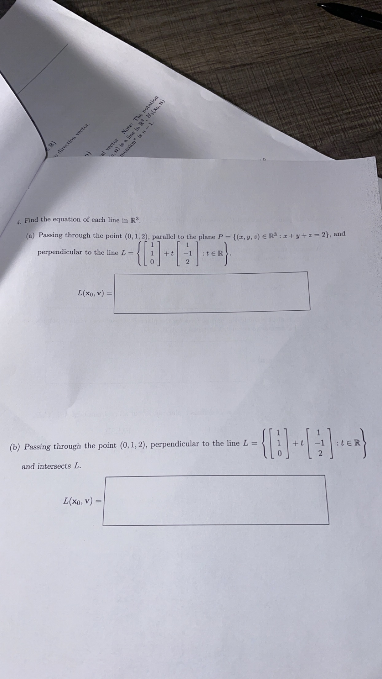 Solved 4. Find the equation of each line in R3. (a) Passing | Chegg.com