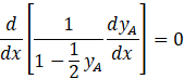 Solved dxd[1−21yA1dxdyA]=0−2ln[1−21yA]=k1x+k2 | Chegg.com