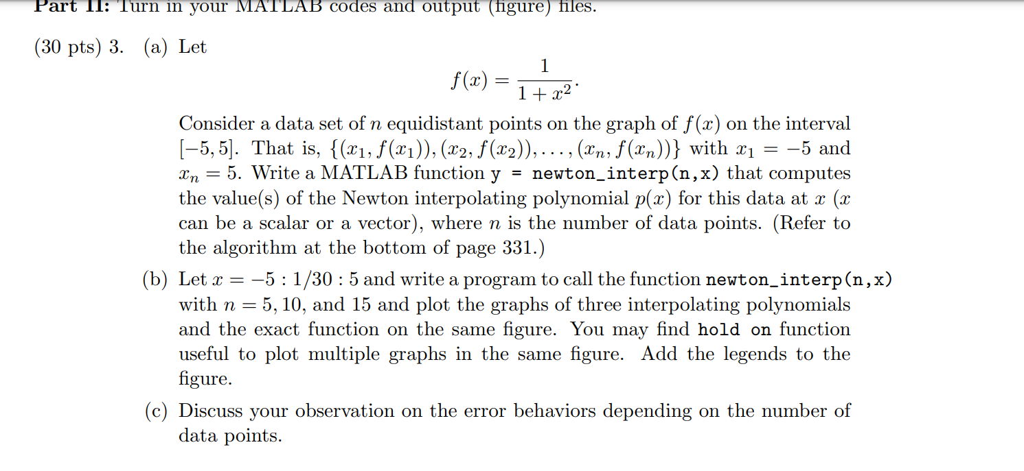 f(x)=1+x21 Consider a data set of n equidistant | Chegg.com