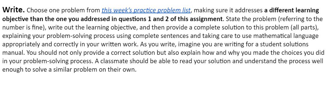 Solved Write. Choose one problem from making sure it | Chegg.com