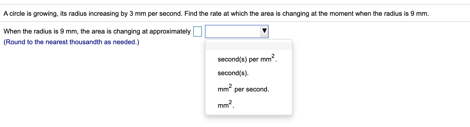 Solved A circle is growing, its radius increasing by 3 mm | Chegg.com