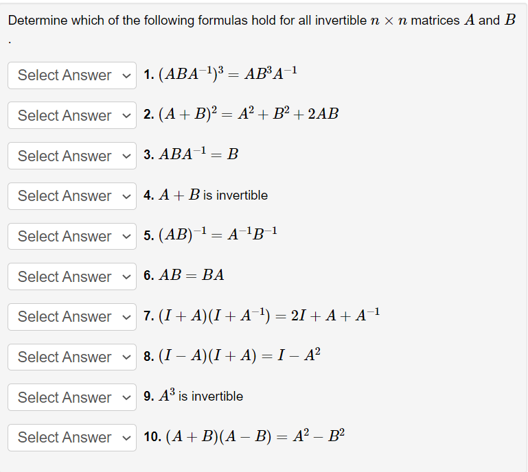 Solved Determine which of the following formulas hold for | Chegg.com