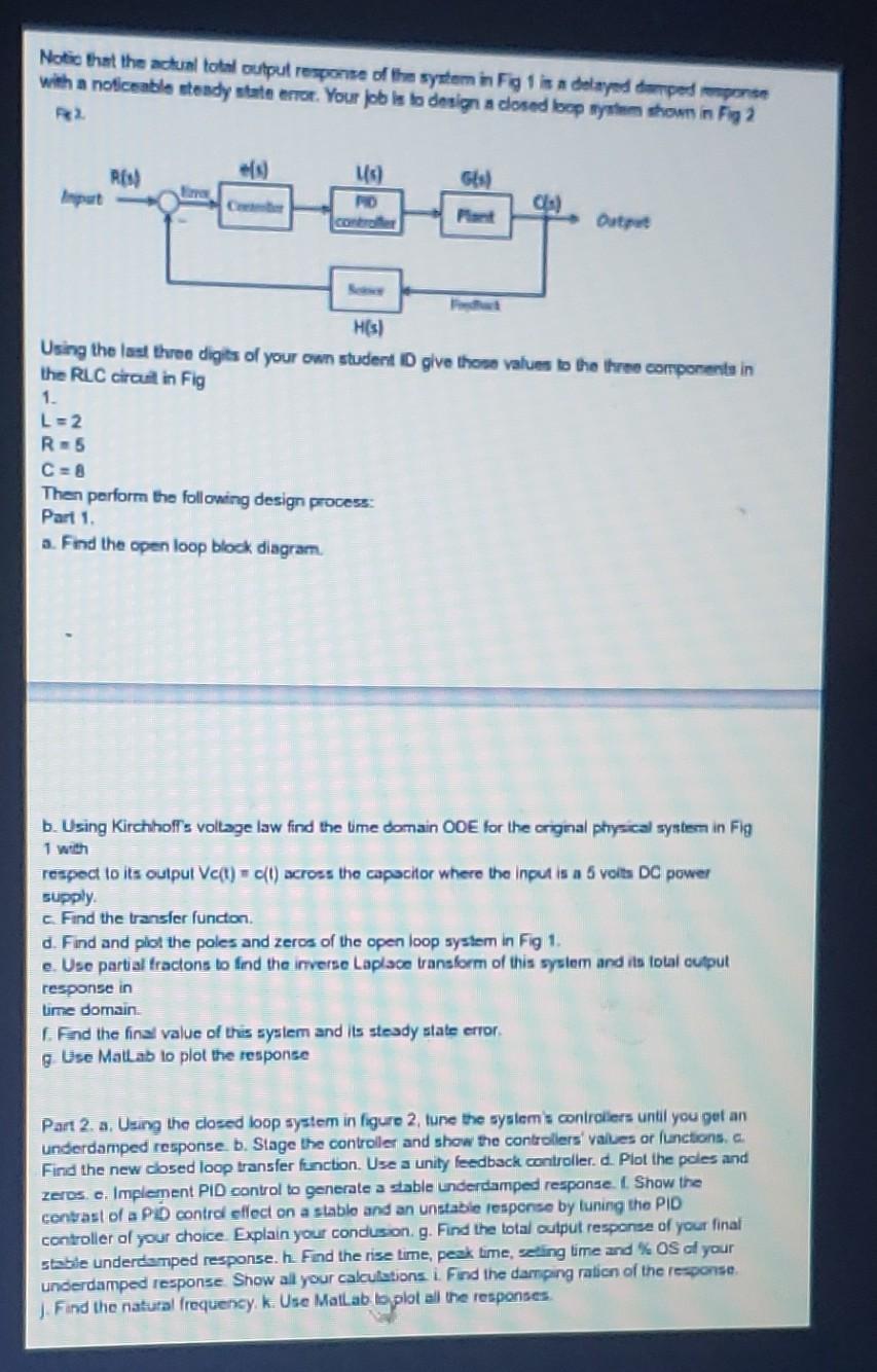 Notic that the actual total culput response of the | Chegg.com