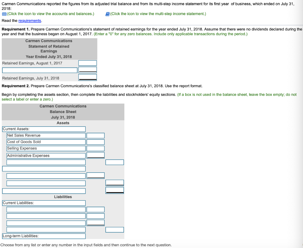 Solved Carmen Communications reported the figures from its | Chegg.com