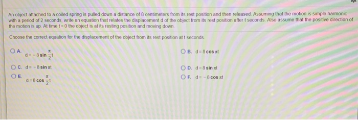 Solved An object attached to a coiled spring is pulled down | Chegg.com