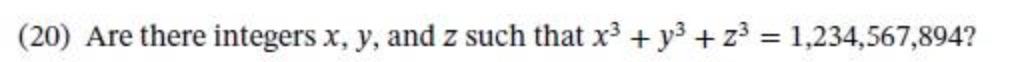 Solved x3+y3+z3=1,234,567,894? | Chegg.com