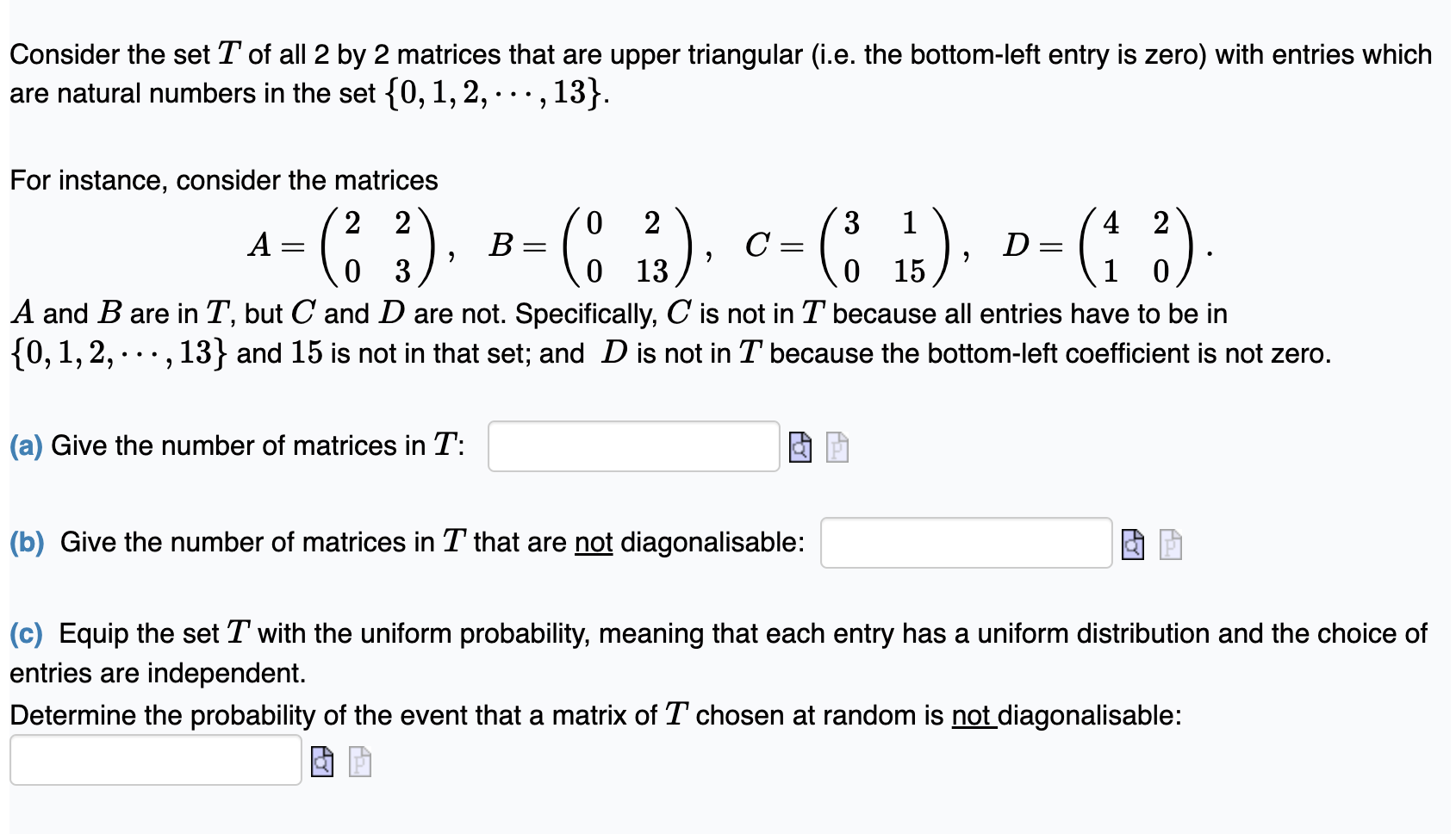 Solved Consider the set \\( T \\) of all 2 by 2 matrices | Chegg.com
