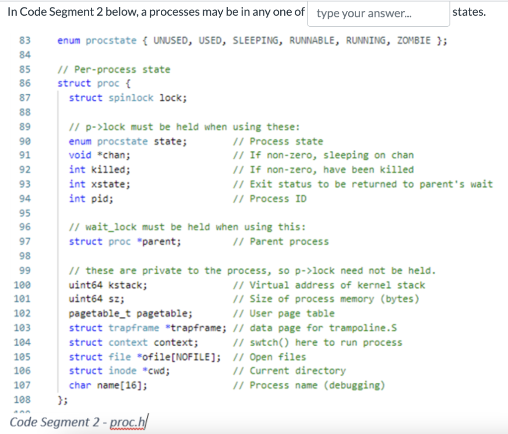 Solved e Segment 2 below, a processes may be in any one of | Chegg.com