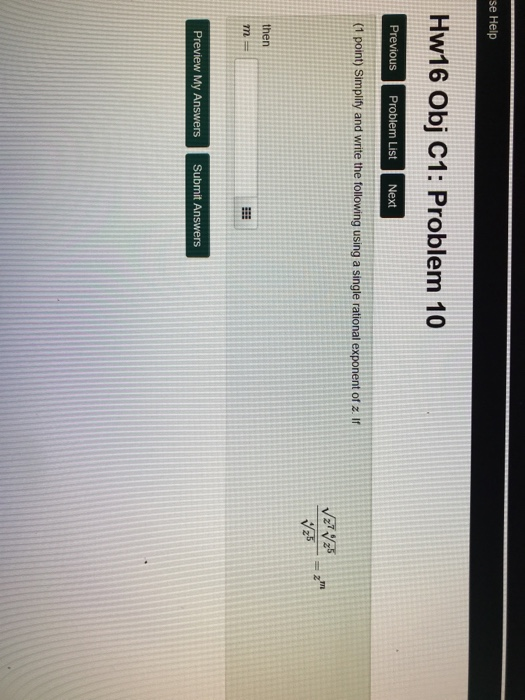 Solved e Help Hw16 Obj C1: Problem 10 (1 point) Simplify and | Chegg.com