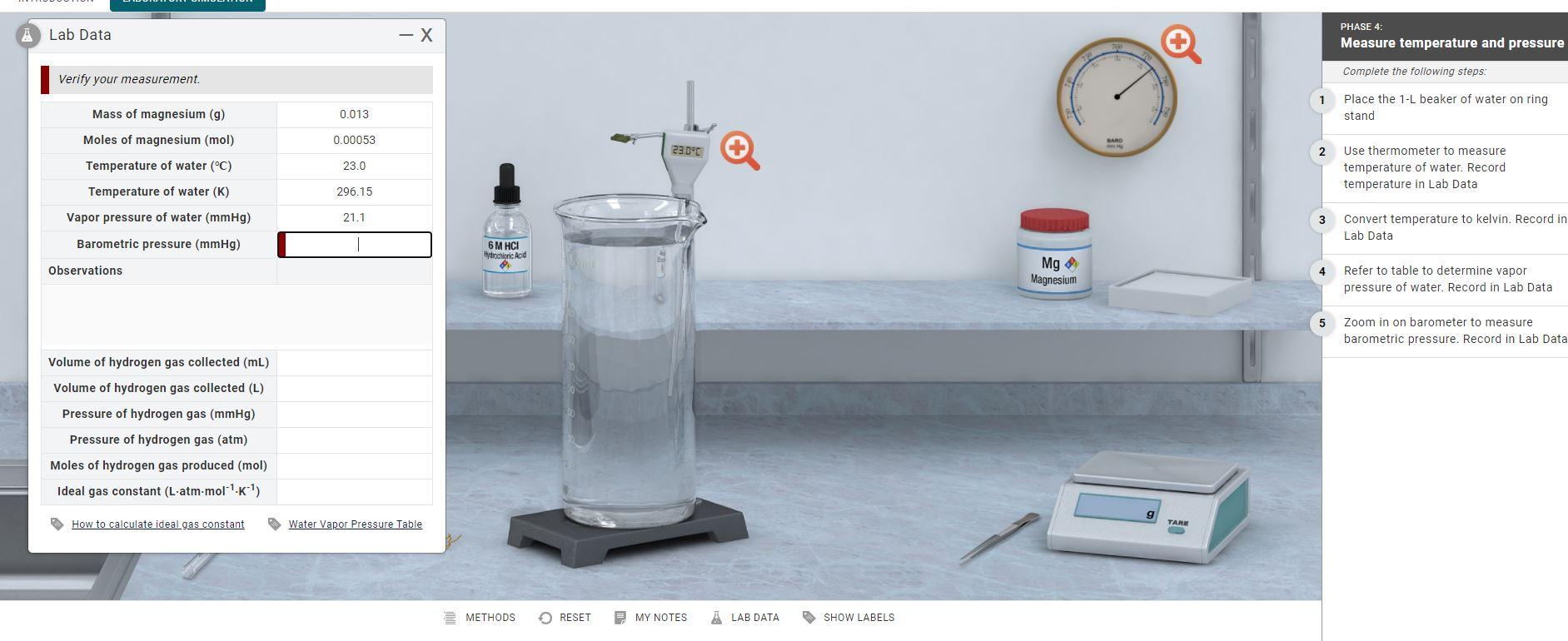 Ā Lab Data - X PHASE 4: Measure temperature and | Chegg.com