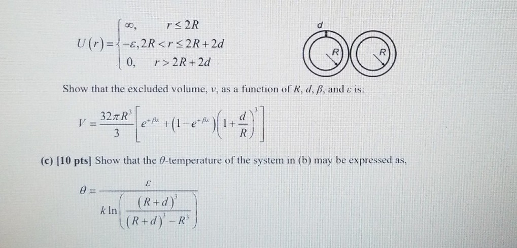 Problem #4 130 pts] The excluded volume, v. | Chegg.com