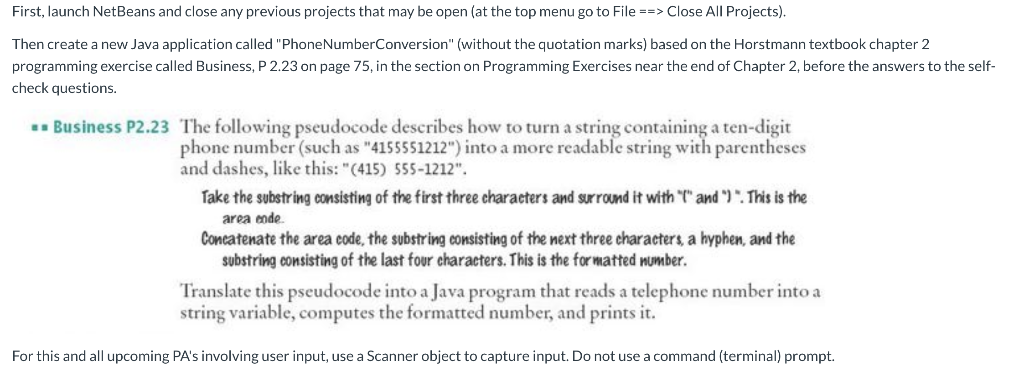 Solved First, launch NetBeans and close any previous | Chegg.com