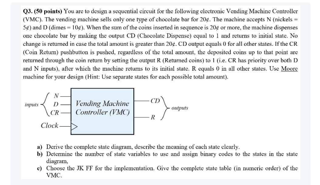 Solved Q3. (50 points) You are to design a sequential | Chegg.com