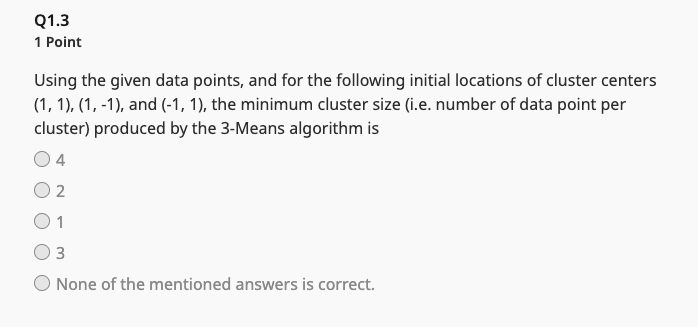 Solved Q1 4 Points Given the following set of data points:1 | Chegg.com