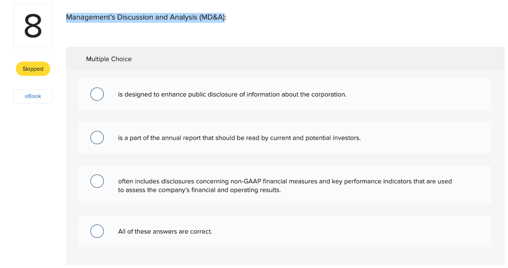 Solved Management's Discussion and Analysis (MD&A): Multiple | Chegg.com Solved Management's Discussion and Analysis (MD&A): Multiple | Chegg.com