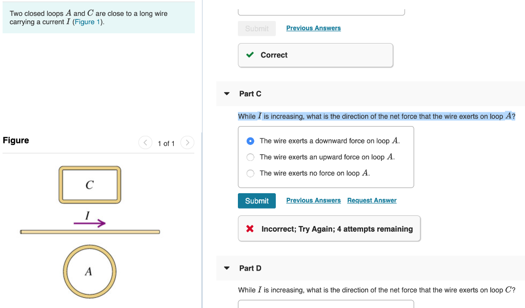 Solved While I is increasing, what is the direction of the | Chegg.com