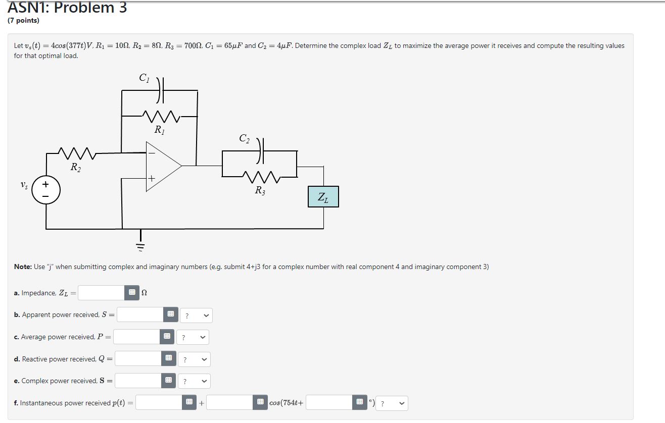 Solved Let vs(t)=4cos(377t)V,R1=10Ω,R2=8Ω,R3=700Ω,C1=65μF | Chegg.com