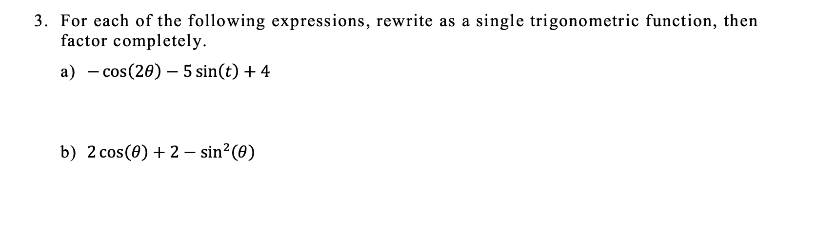 Solved 3. For each of the following expressions, rewrite as | Chegg.com