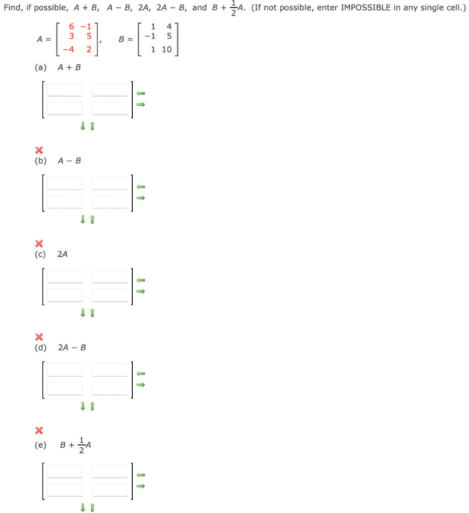Solved possible, A+B,A−B,2A,2A−B, and B+21A. | Chegg.com