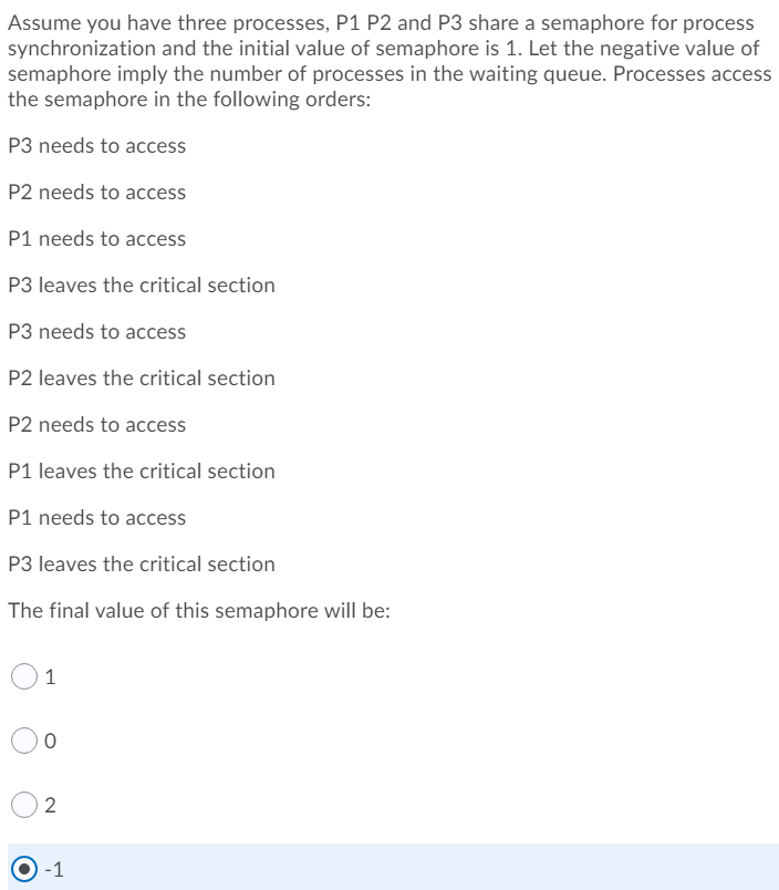 Solved Assume you have three processes, P1 P2 and P3 share a | Chegg.com