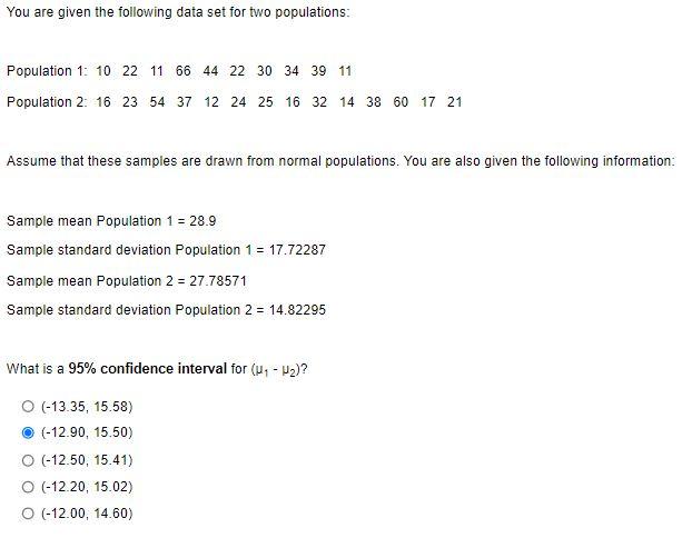 Solved You are given the following data set for two | Chegg.com