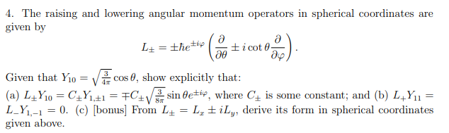 Solved tom) 4. The raising and lowering angular momentum | Chegg.com