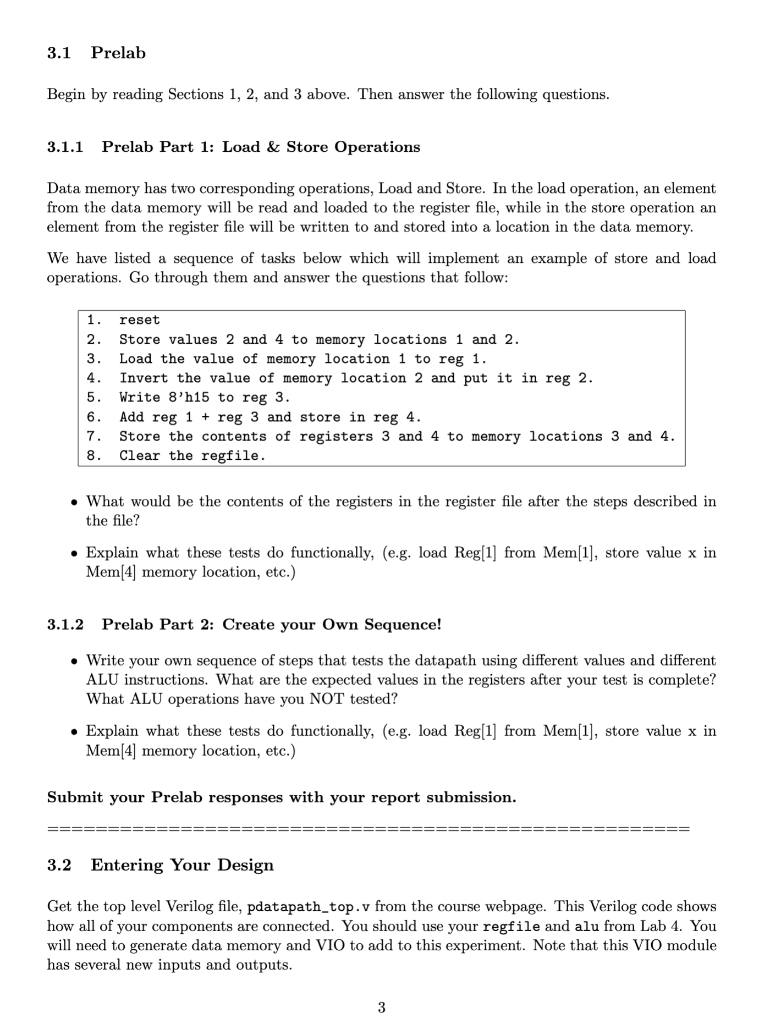 Solved 3.1 Prelab Begin by reading Sections 1, 2, and 3 | Chegg.com