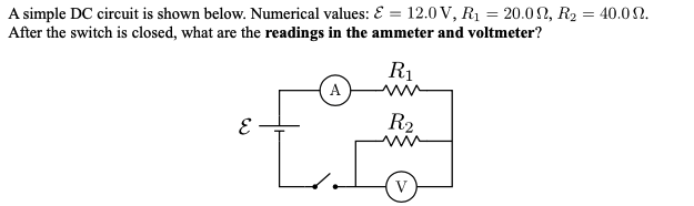Solved A simple DC circuit is shown below. Numerical values: | Chegg.com