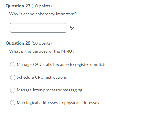 Solved Question 27 (10 points) Why is cache coherency | Chegg.com