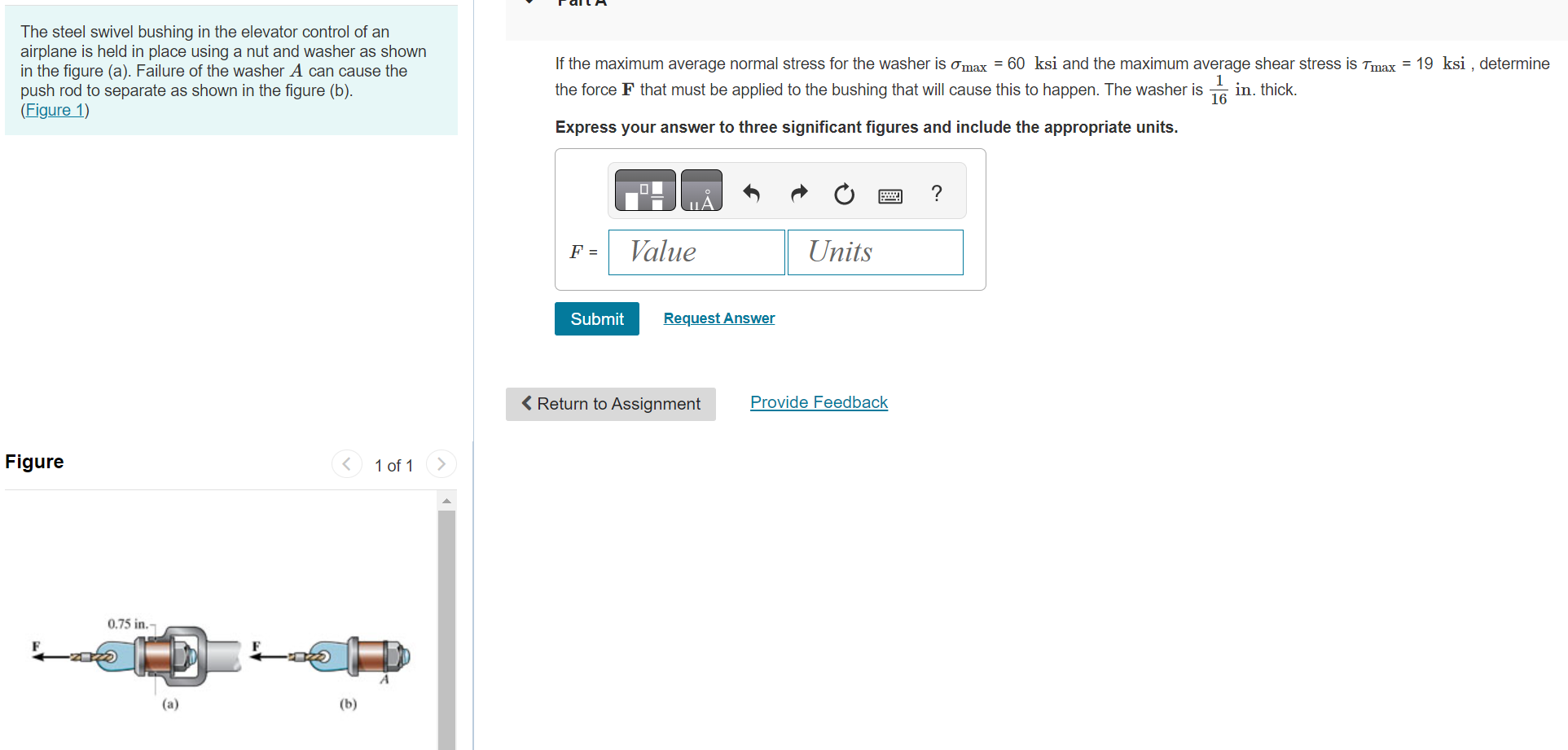 Solved The steel swivel bushing in the elevator control of | Chegg.com