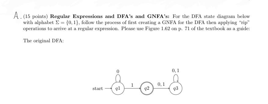 Solved A. (15 points) Regular Expressions and DFA's and | Chegg.com
