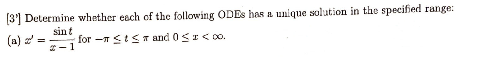 Solved [3'] Determine whether each of the following ODEs has | Chegg.com