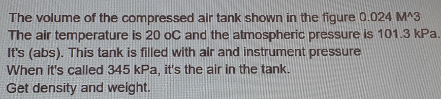 Solved The volume of the compressed air tank shown in the | Chegg.com
