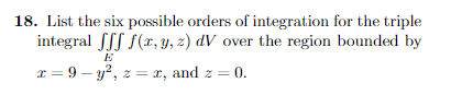 Solved Multivariable calculus. List the six possible orders | Chegg.com