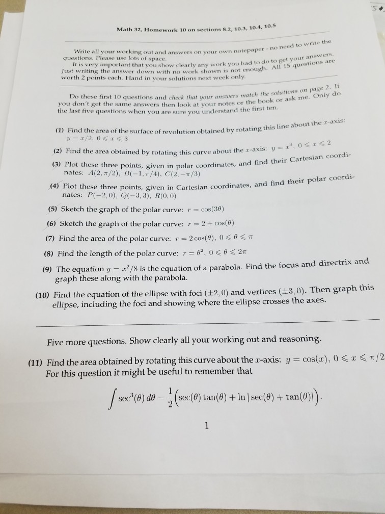Solved Math 32, Homework 10 on sections 8.2, 10.3, 10.4, | Chegg.com