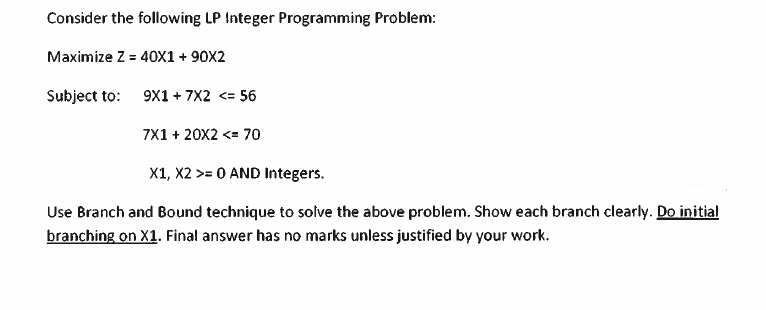 Solved Consider the following LP Integer Programming | Chegg.com