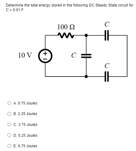 Solved Determine the total energy stored in the following DC | Chegg.com