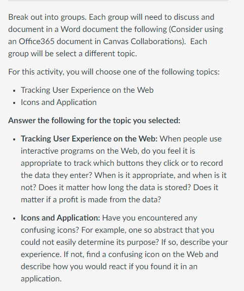 Solved Break out into groups. Each group will need to | Chegg.com