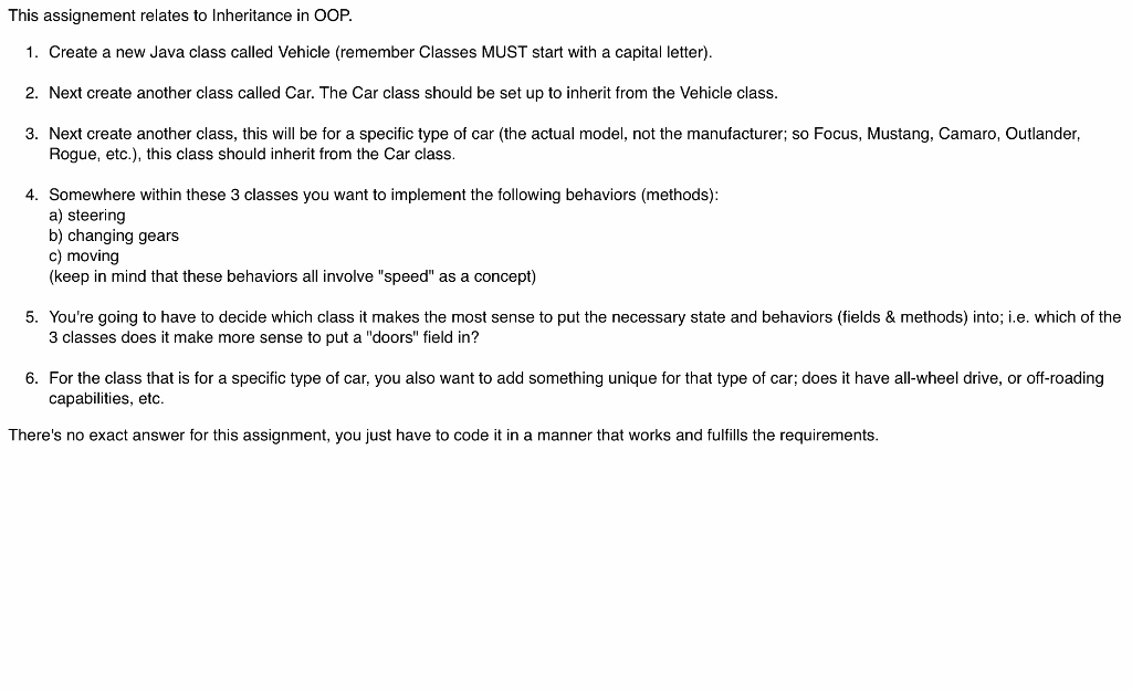 Solved This Assignement Relates To Inheritance In Oop 1 