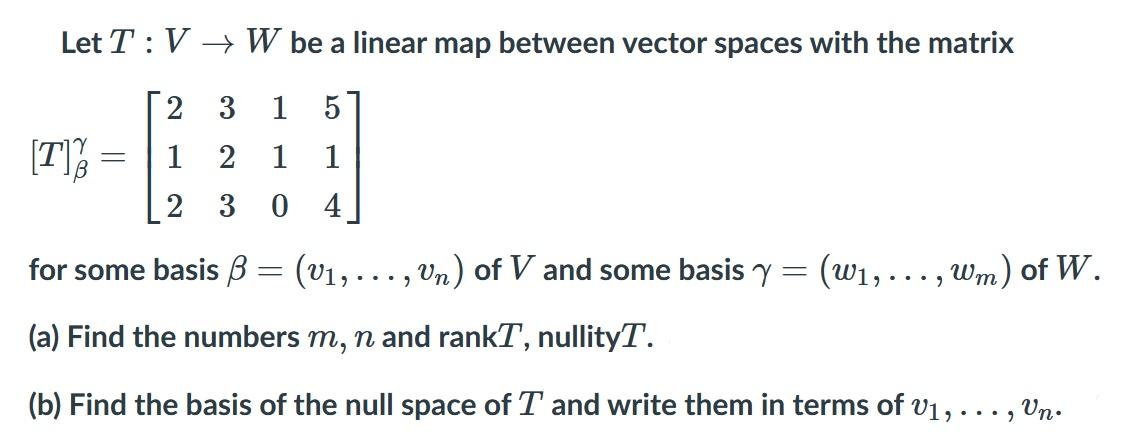 Solved Let T:V + W be a linear map between vector spaces | Chegg.com