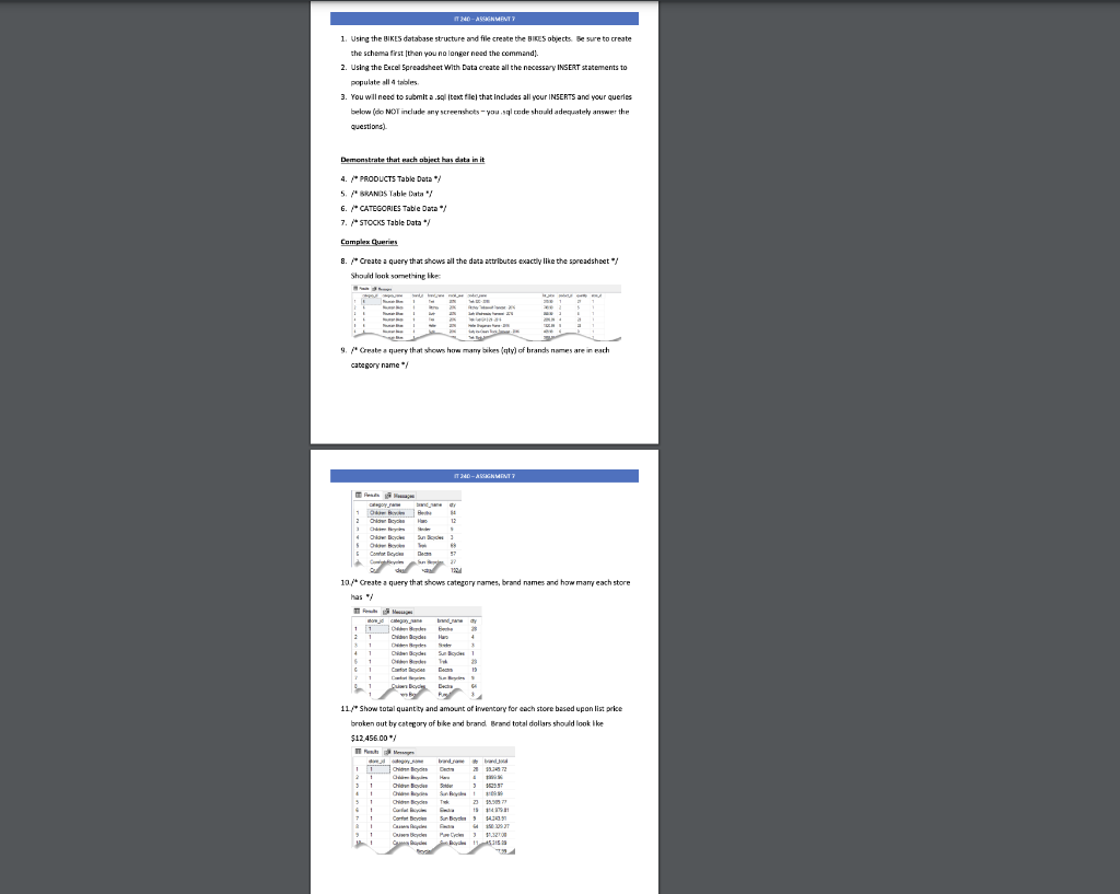 1. Using the BIKES database structure and file create | Chegg.com