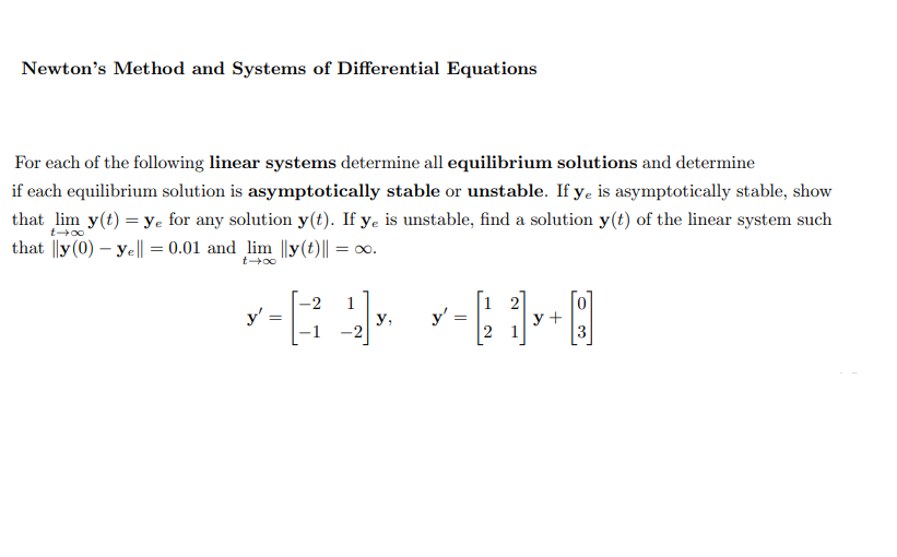 Solved Newton's Method and Systems of Differential Equations | Chegg.com