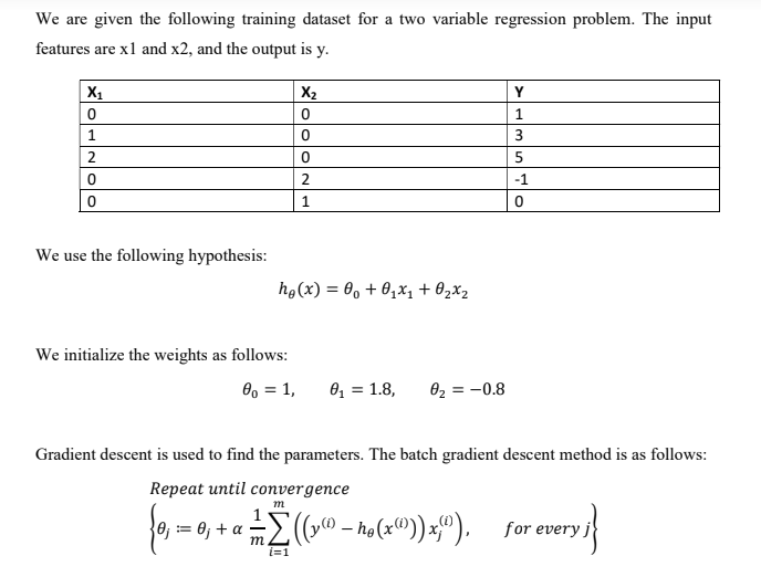 Solved We are given the following training dataset for a two | Chegg.com