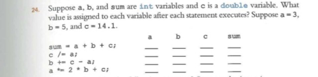 Solved 24 Suppose a, b, and sum are int variables and c is a | Chegg.com