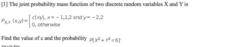 Solved [1] The joint probability mass function of two | Chegg.com