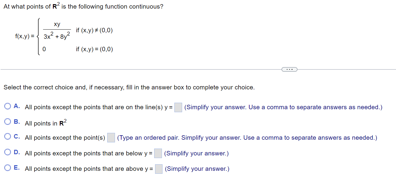 Solved At what points of R2 is the following function | Chegg.com