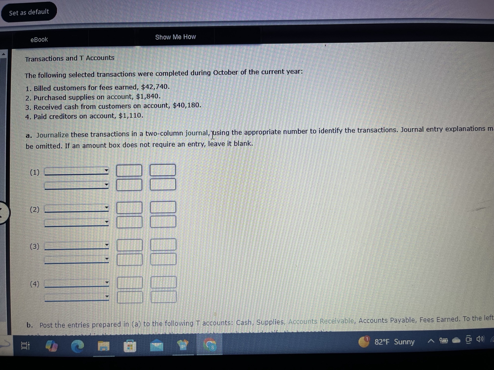 Solved Transactions and T Accounts b. ﻿Post the entries | Chegg.com
